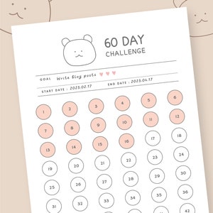 60 Day Challenge Printable, Goal Progress Tracker, Goal Setting, Habit ...
