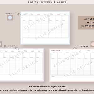 Digital Weekly Planner, Weekly Schedule Planner Template for Goodnotes ...