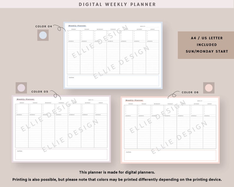 Digital Weekly Planner, Weekly Schedule Planner Template for Goodnotes ...