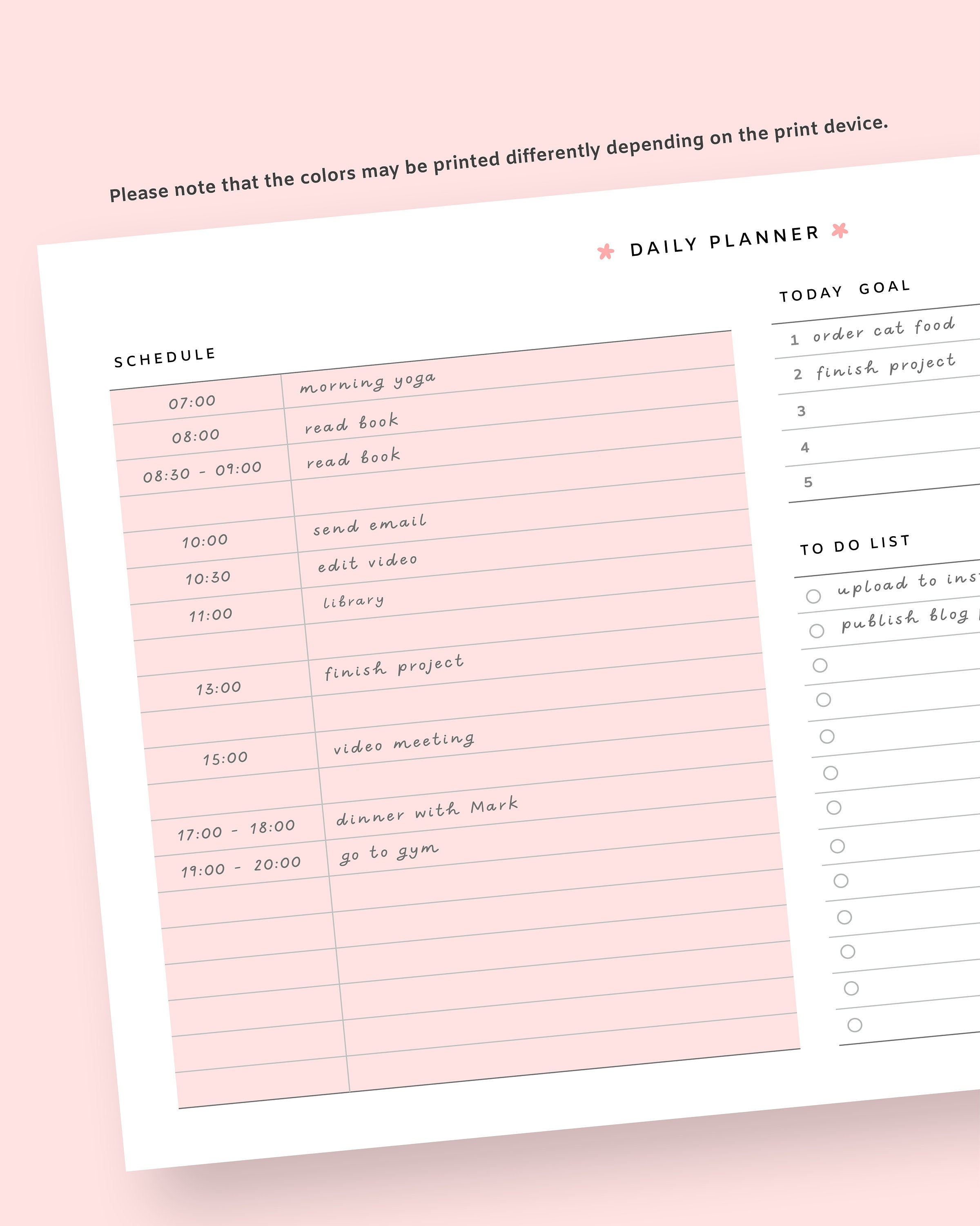 Planificateur quotidien imprimable, Liste des tâches quotidiennes ...