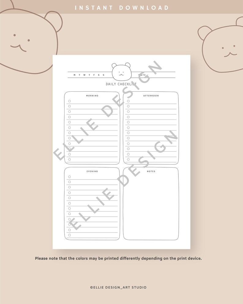 Daily Checklist Printable, Task Schedule, Daily to Do List Template ...