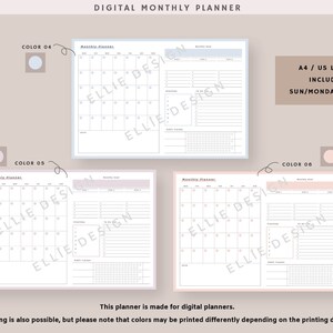 Digital Monthly Calendar, Undated Planner Template for Goodnotes Ipad ...