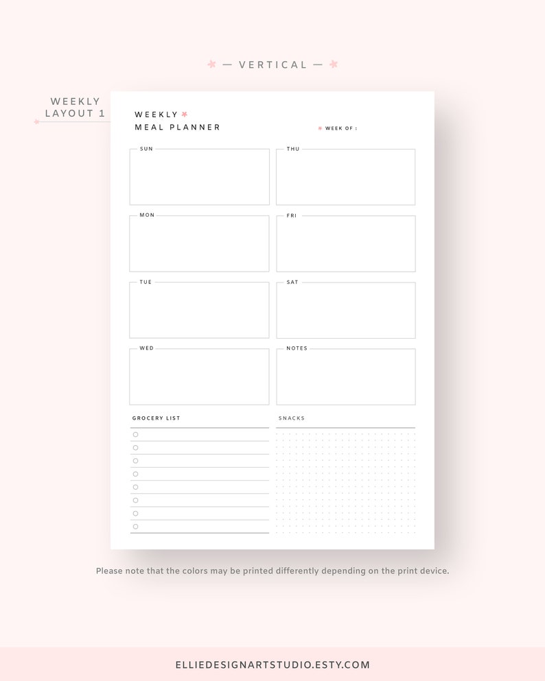 Meal Planner Printable With Grocery List Daily, Weekly Meal 3 Pages ...