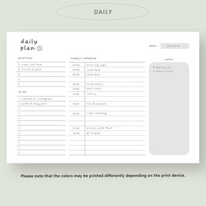 Minimalist Daily Planner Printable | Digital Daily Planner | Daily to ...