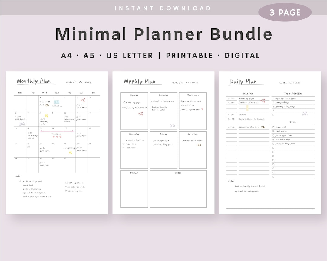 Planner Bundle Printable, Daily Planner, Weekly Planner, Monthly ...