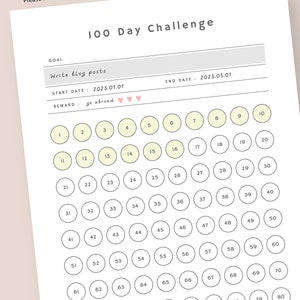100 Day Challenge, Goal Progress Tracker, Goal Setting, Routine Tracker ...