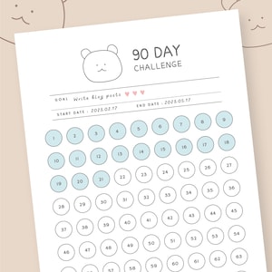 90 Day Challenge Tracker Printable, Goal Setting, Progress Tracker, 90 ...