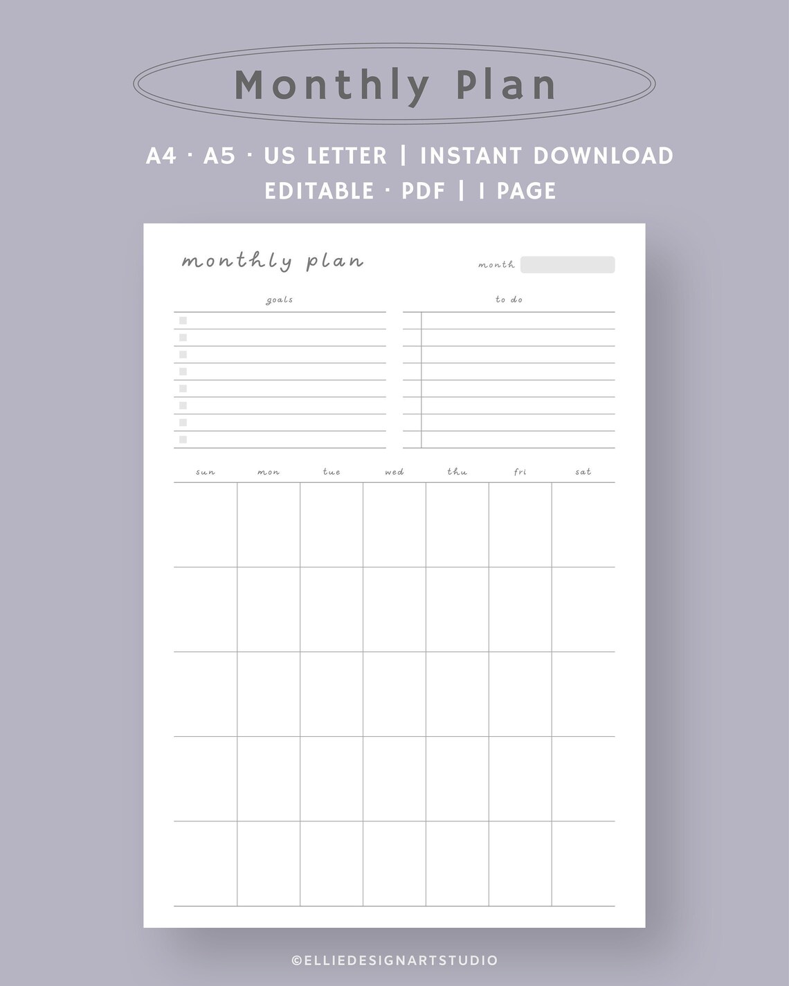 Monthly Planner Template Undated Monthly Planner Printable - Etsy