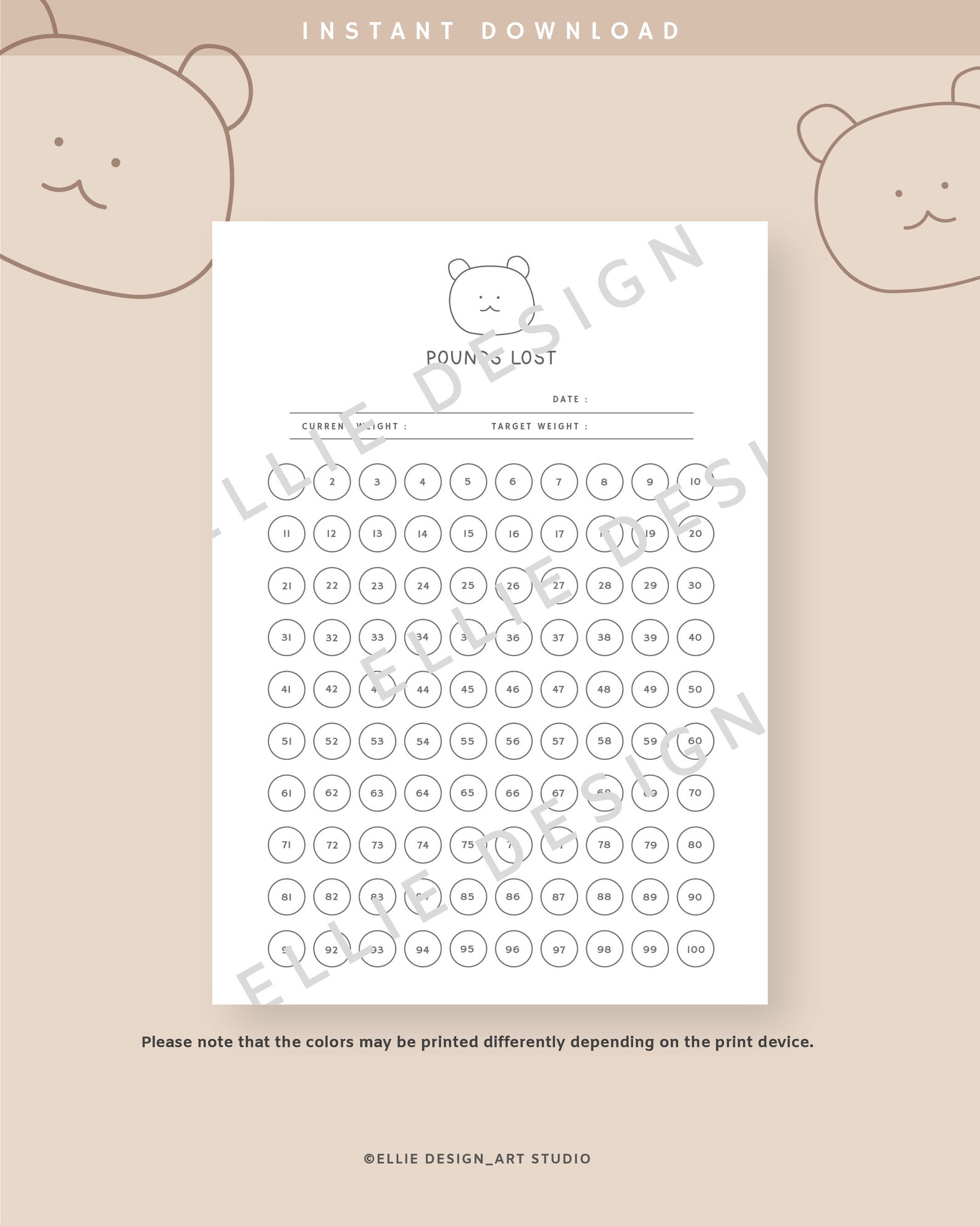 100 Pounds Lost Weight Tracker Printable, Weightloss Journal ...