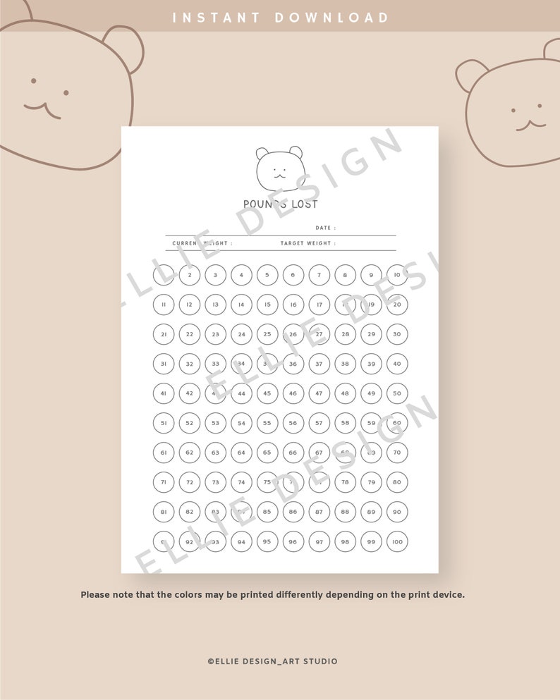 100 Pounds Lost Weight Tracker Printable, Weightloss Journal ...