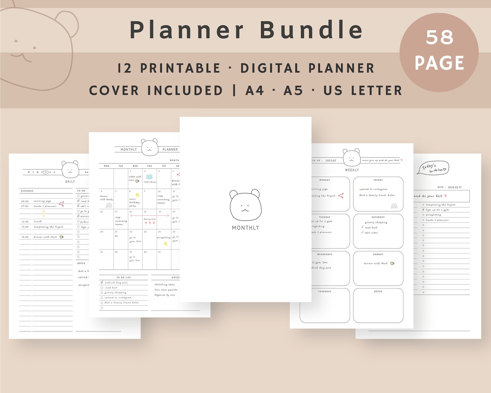 Planner Bundle Printable, Daily, Weekly, Monthly Planners, to Do List ...