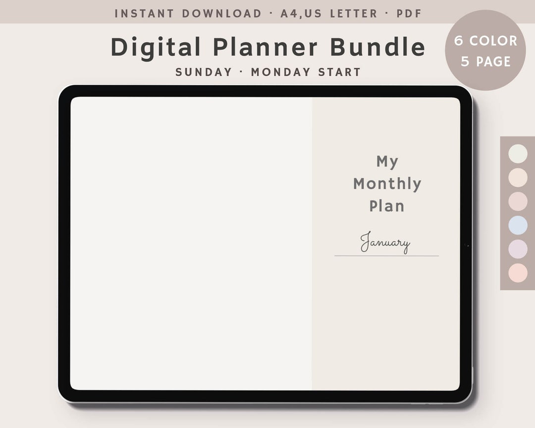 Digital Planner Bundle Templates, Daily Weekly Monthly Planner Bundle ...