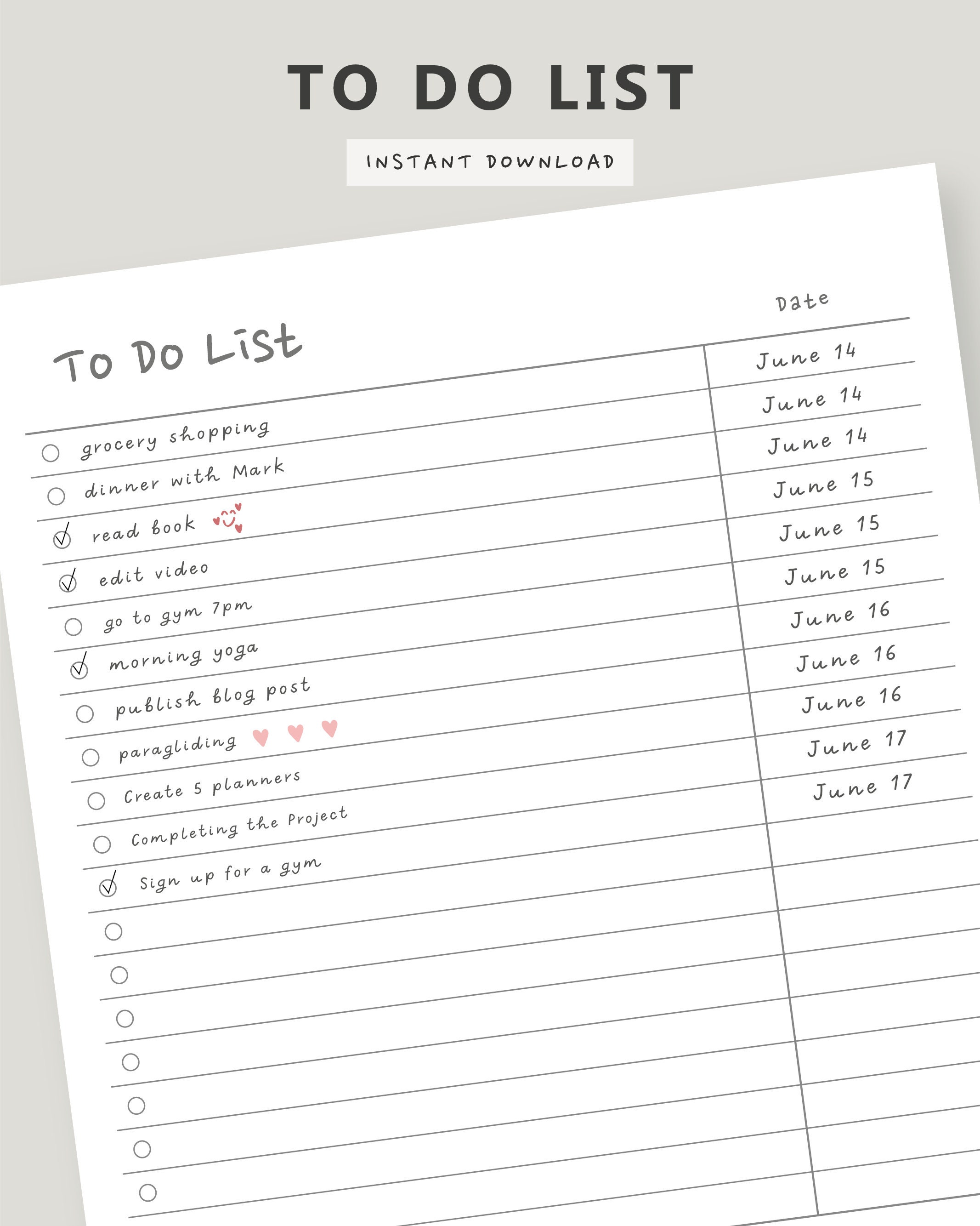 To Do List Printable, Simple Tasks List Template, Productivity Planner ...