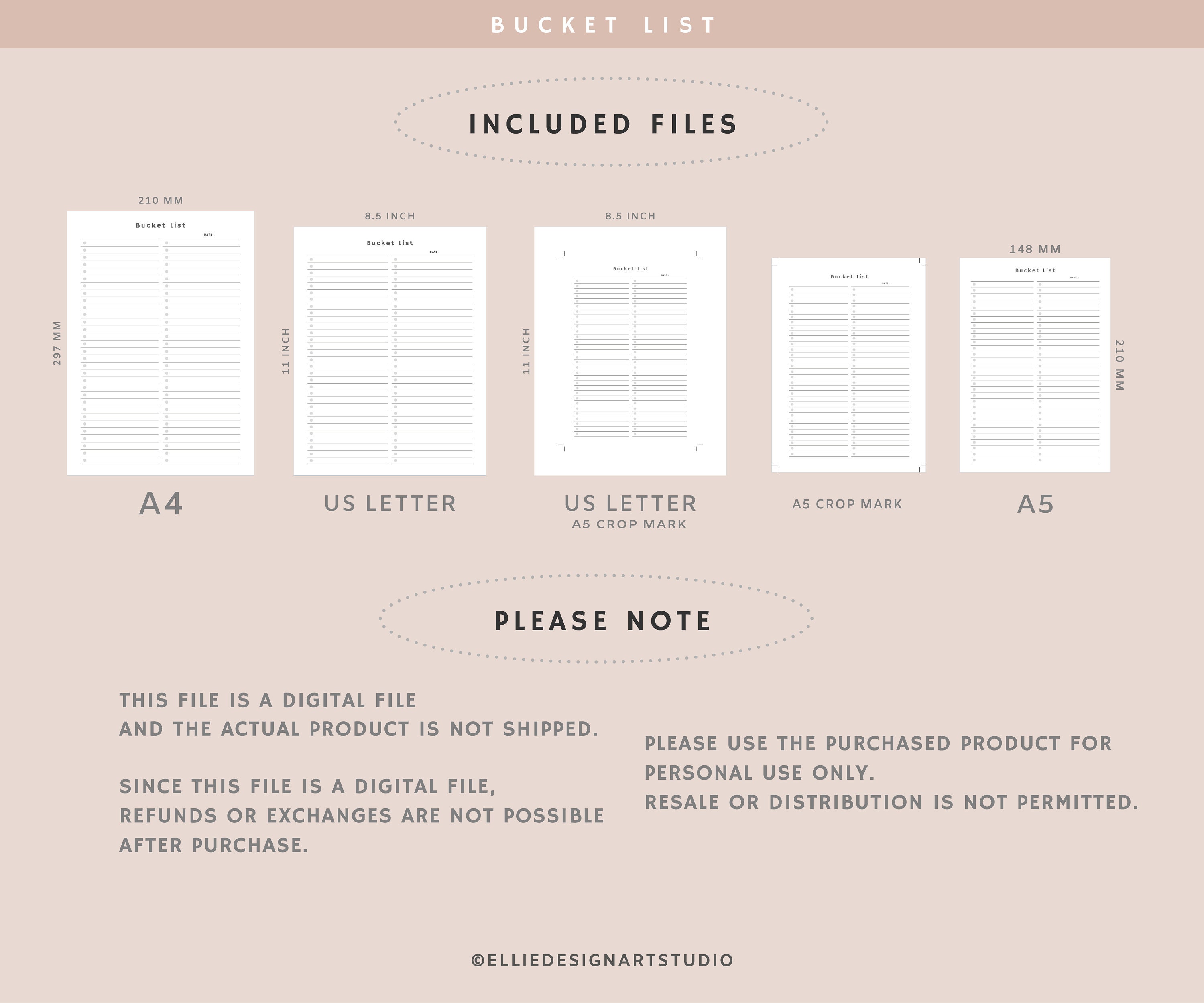 Bucket List Printable, Bucket List Journal, Life Goals Planner, Bucket ...