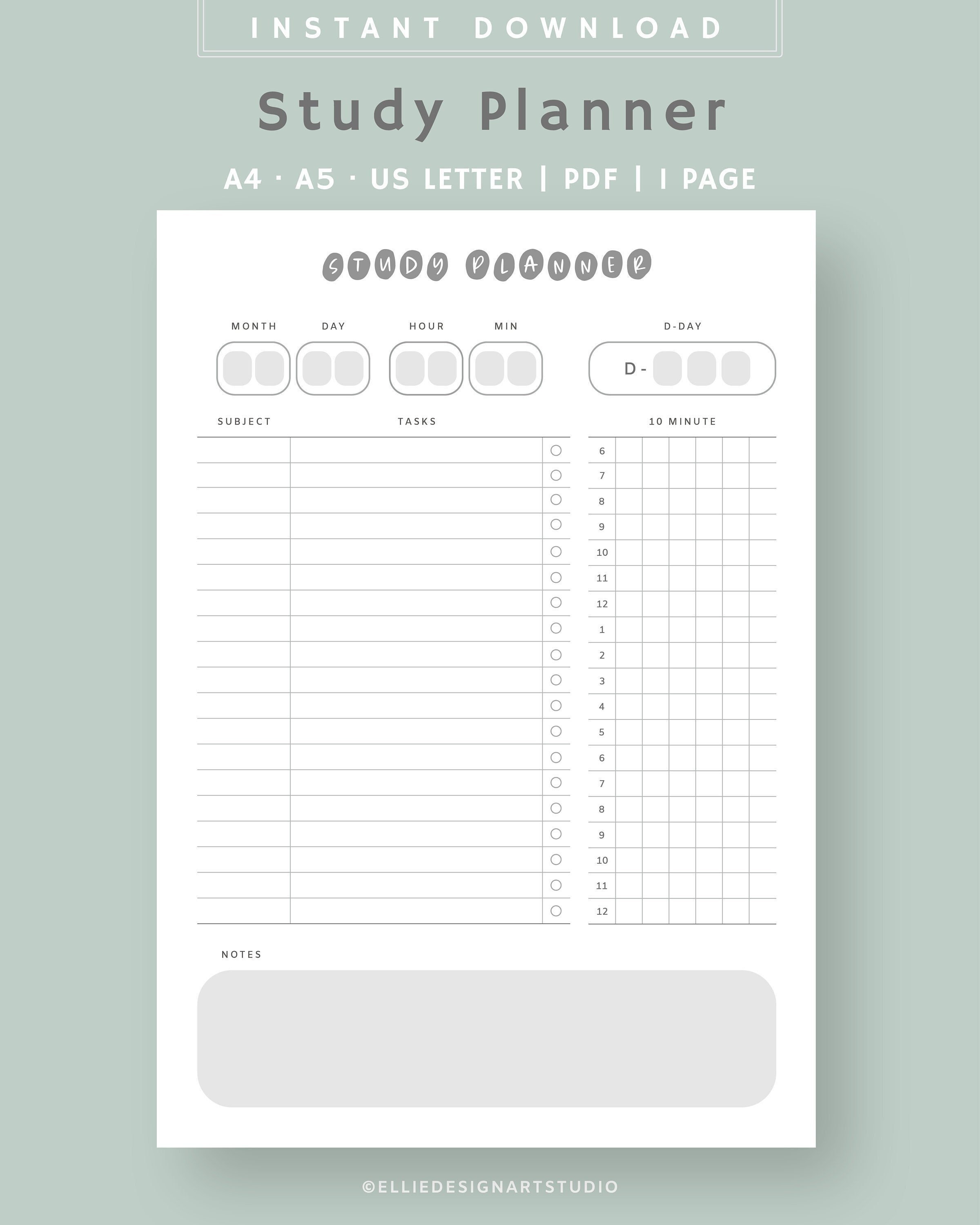 Study Planner Template Student Planner Printable Daily Study Planner ...