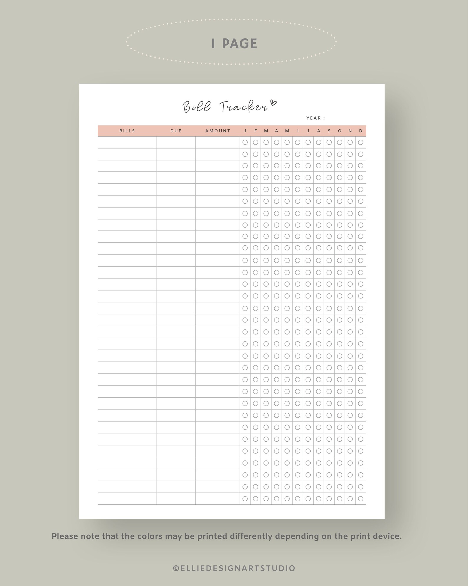 Billing Tracker Printable | Monthly Yearly Bill Log | Expense Tracker ...
