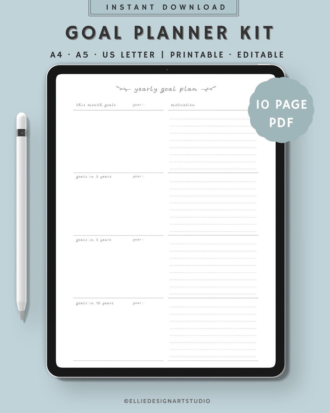 Editable Goal Planner Kit | Goals Tracker | Goal Planner Template ...