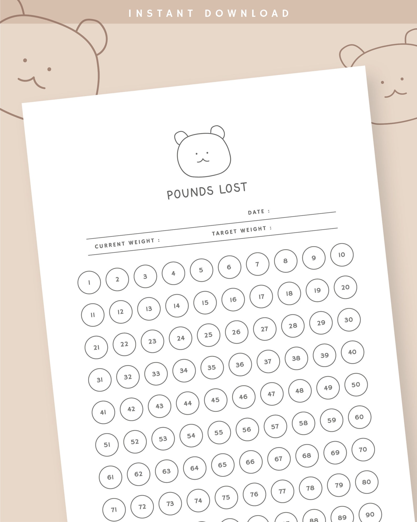 100 Pounds Lost Weight Tracker Printable, Weightloss Journal ...