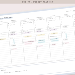 Digital Weekly Planner, Weekly Schedule Planner Template for Goodnotes ...