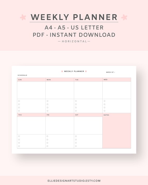 Weekly Planner Printable Weekly Schedule Undated Planner | Etsy