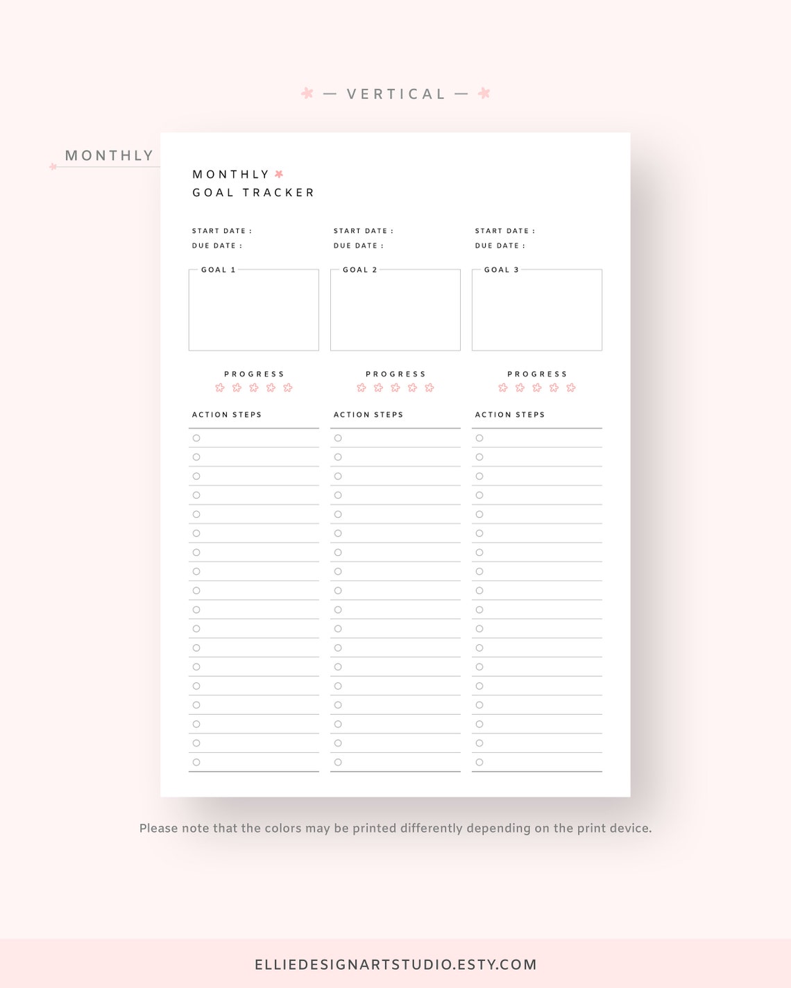 Goal Tracker Set Printable Template | Goal Planner Insert | Monthly ...