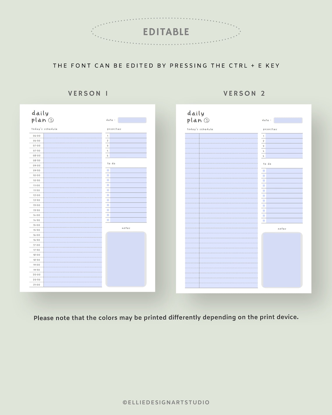 Editable Daily Planner Template Daily Task List Daily Planner Digital ...