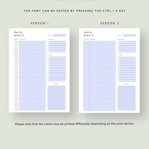 Editable Daily Planner Template | Daily Task List | Daily Planner ...