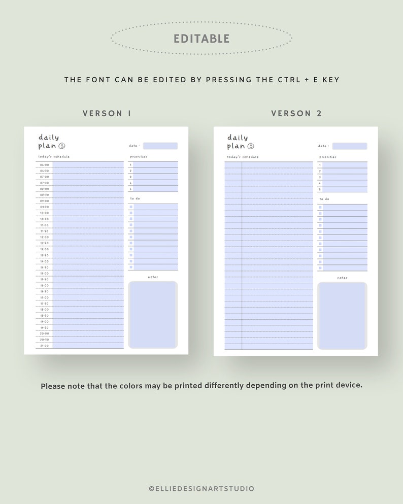 Editable Daily Planner Template | Daily Task List | Daily Planner ...