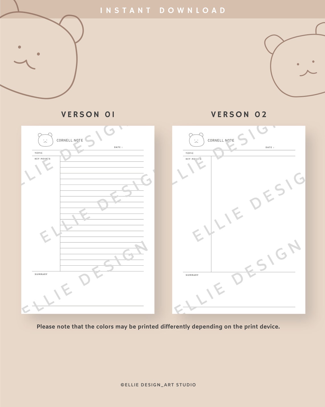 Cornell Notes Template Printable, Student Note Taking, Notes Template ...