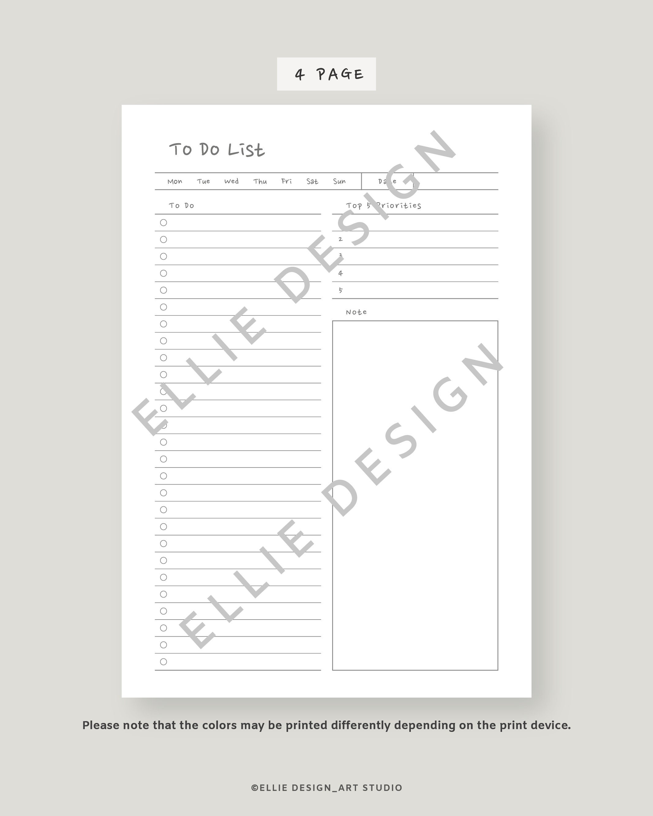 Daily to Do List Printable, Simple Tasks List Template, to Do List ...