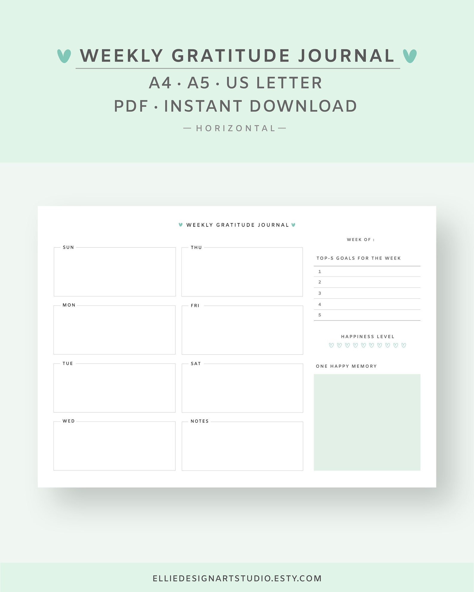 Weekly Gratitude Journal Template | Gratitude Printable | Gratitude Log ...