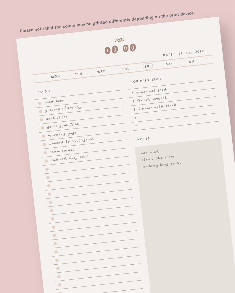 Minimalist to Do List Printable | to Do List Digital | iPad to Do List ...