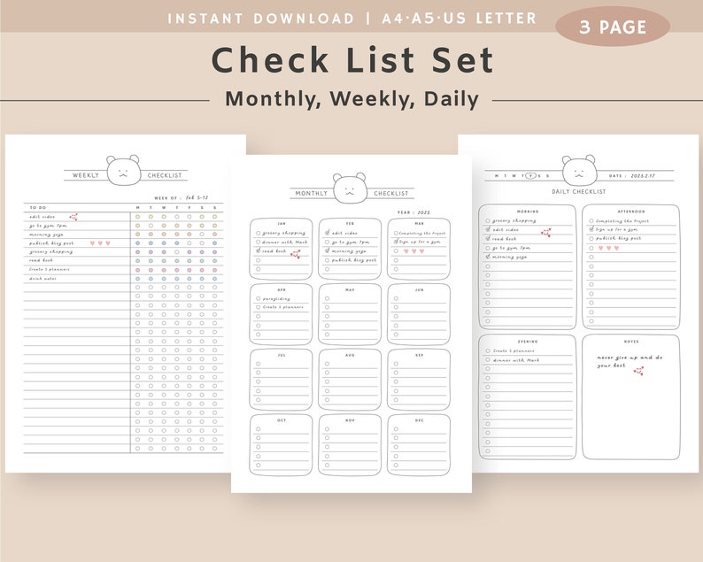 Checklist Template Printable, to Do List Printable, Simple Tasks List ...