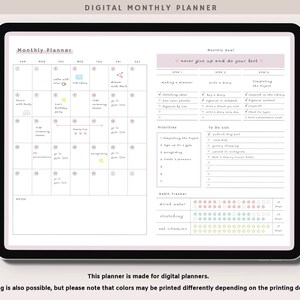 Digital Monthly Calendar, Undated Planner Template for Goodnotes Ipad ...