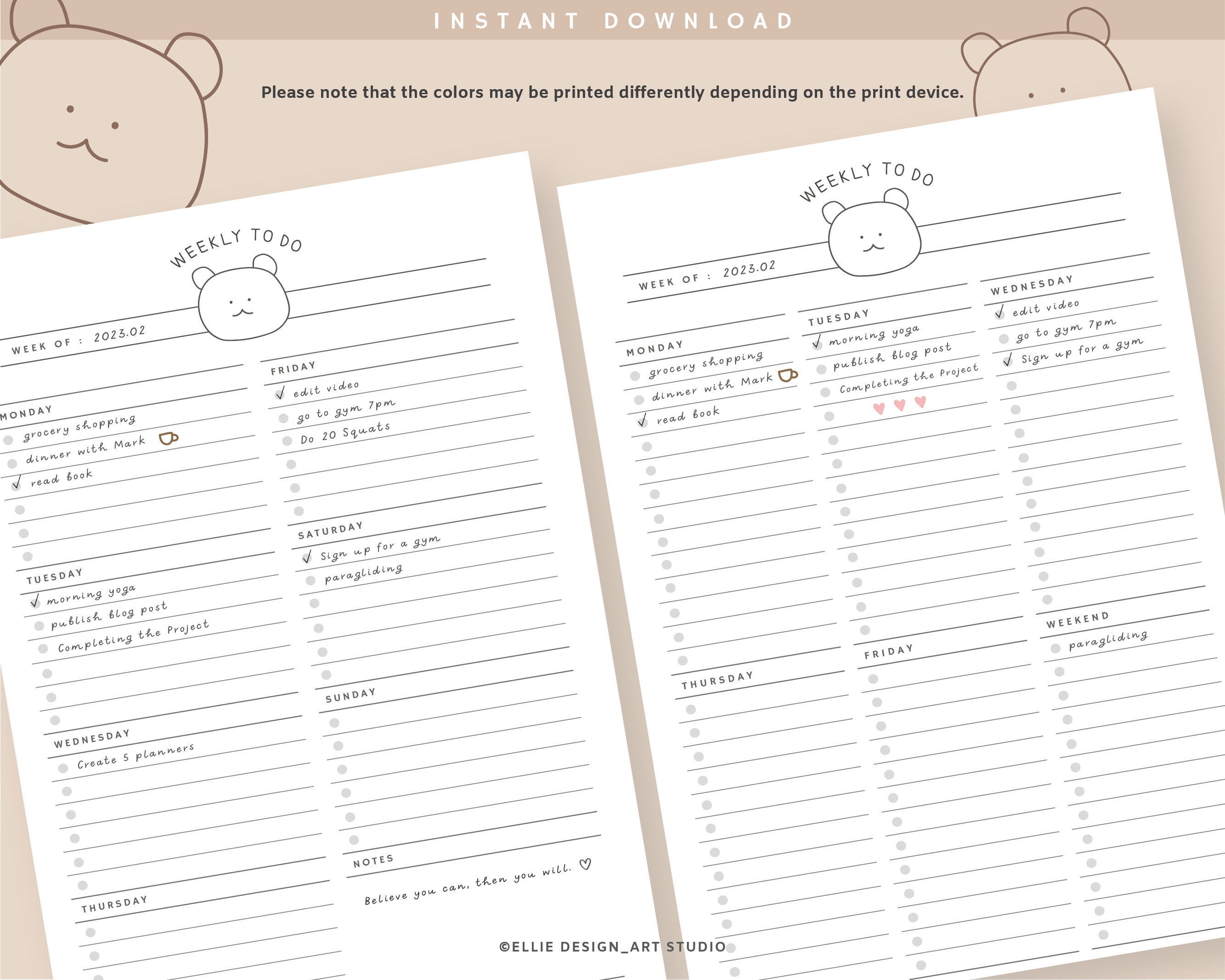 To Do List Set Printable, Weekly to Do, Daily to Do, Simple Tasks List ...