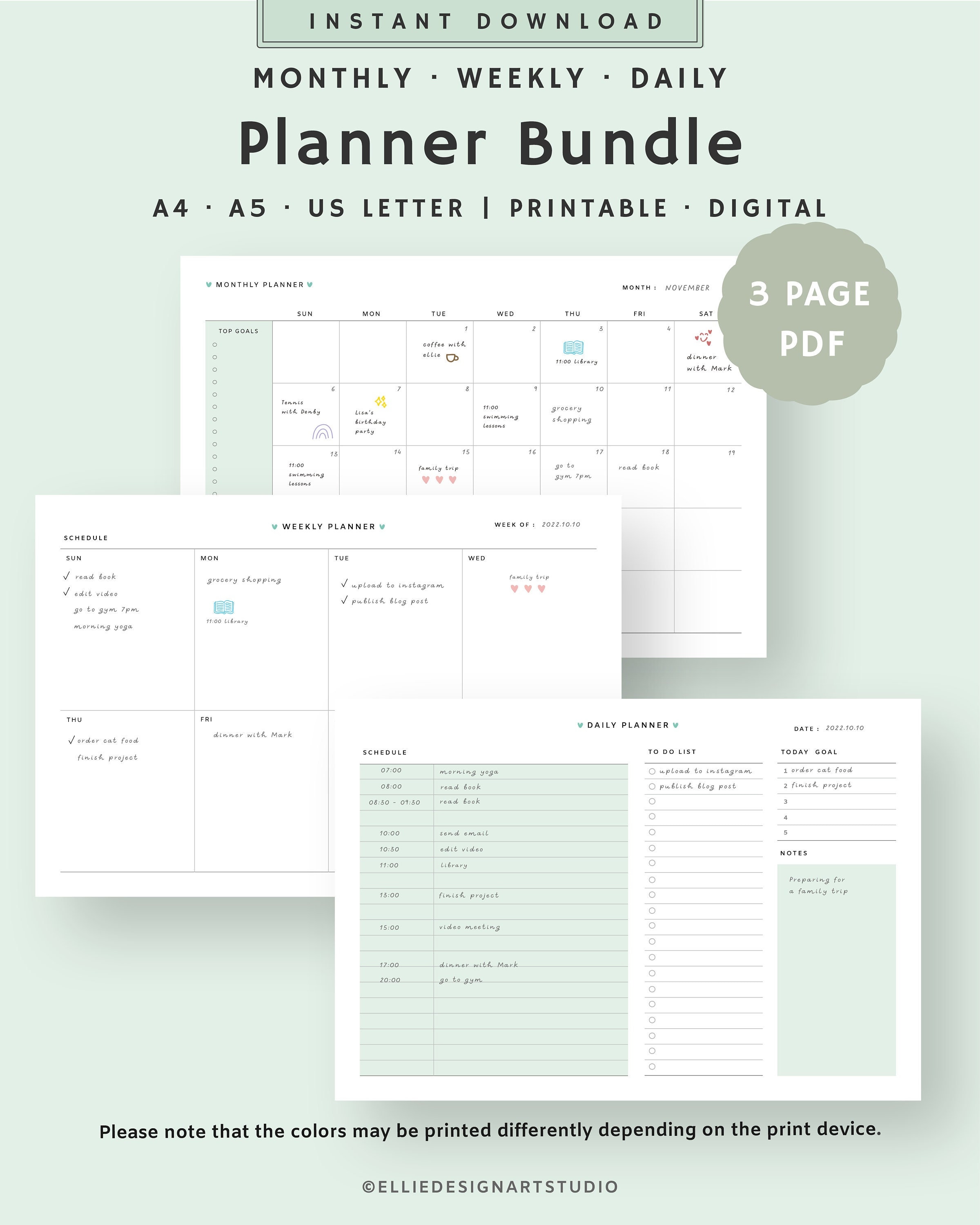 Landscape Planner Bundle Printable, Weekly Planner, Monthly Planner ...