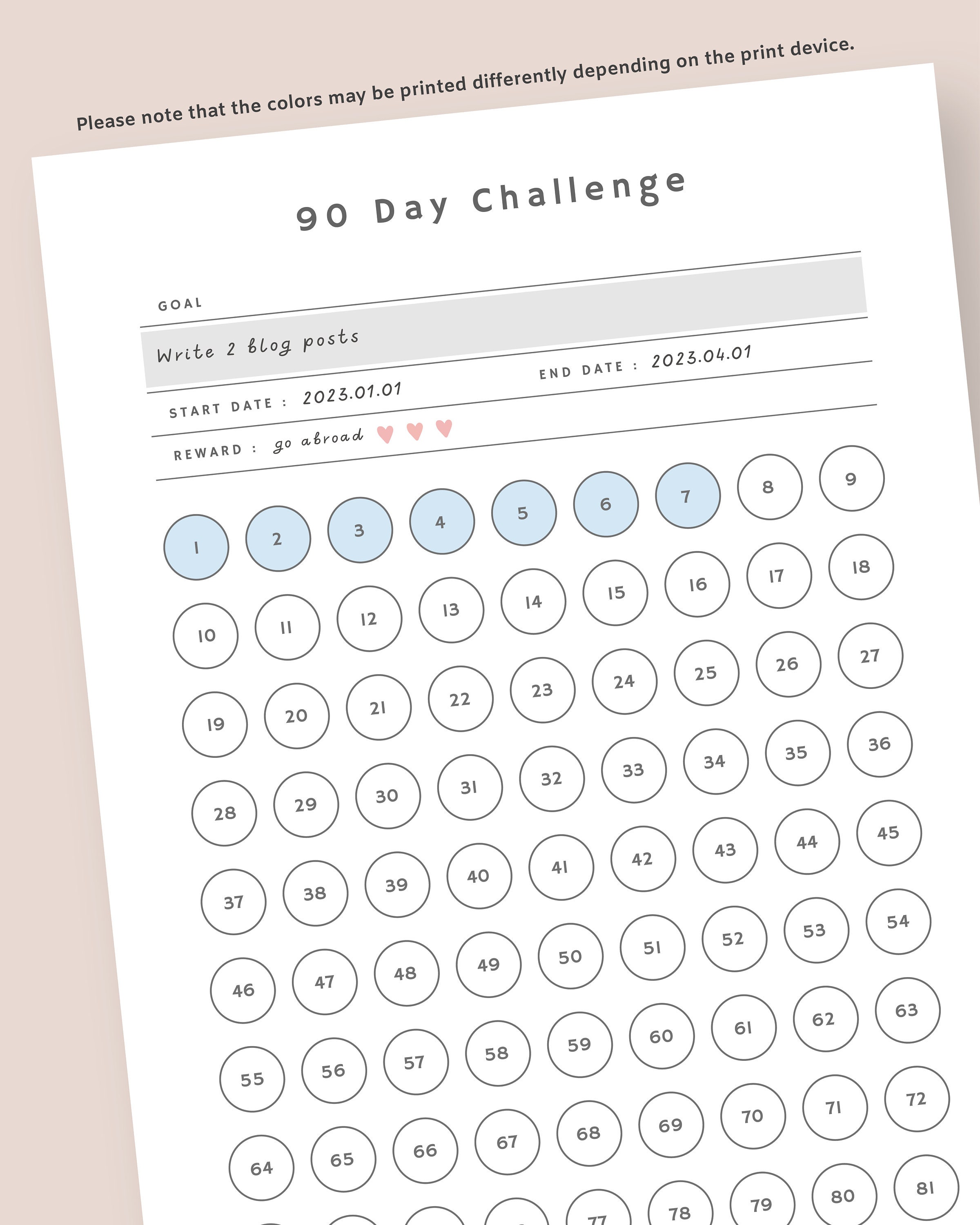90 Day Challenge, Goal Progress Tracker, Goal Setting, Routine Tracker ...