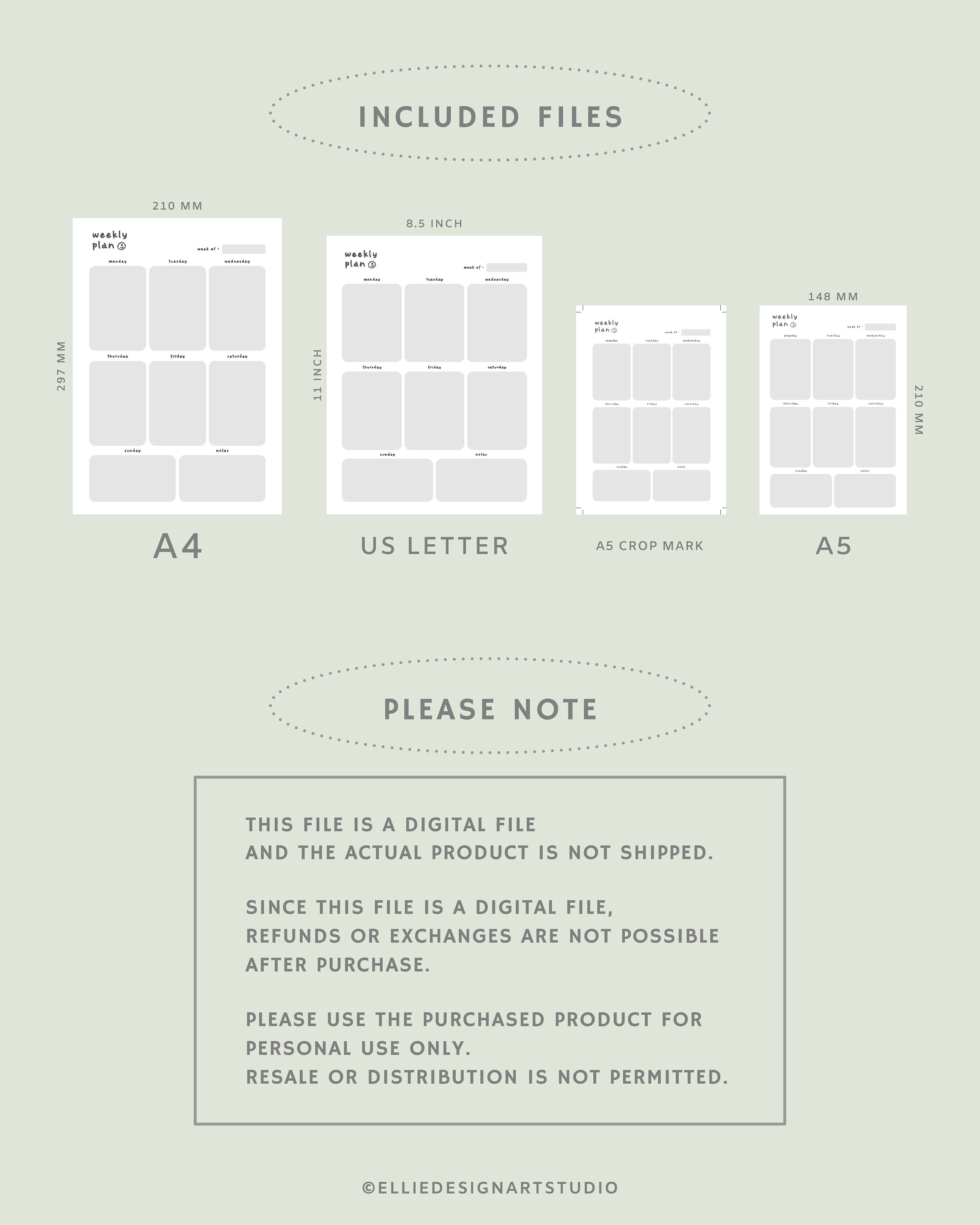Editable Weekly Planner Weekly Planner Digital Minimalist Weekly ...