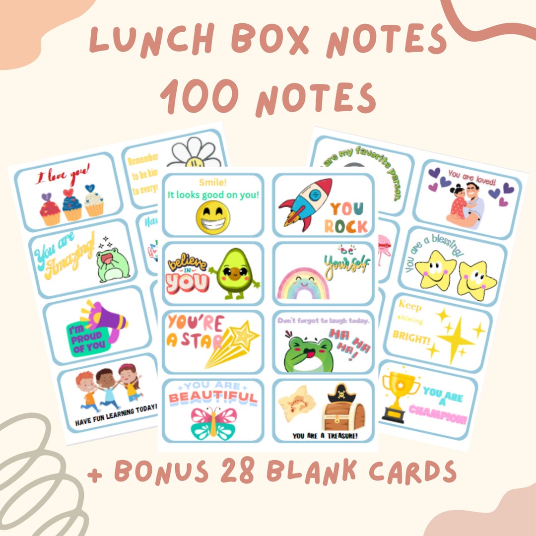 Lunch Box Notes for Kids, Positive Affirmations, Back to School ...
