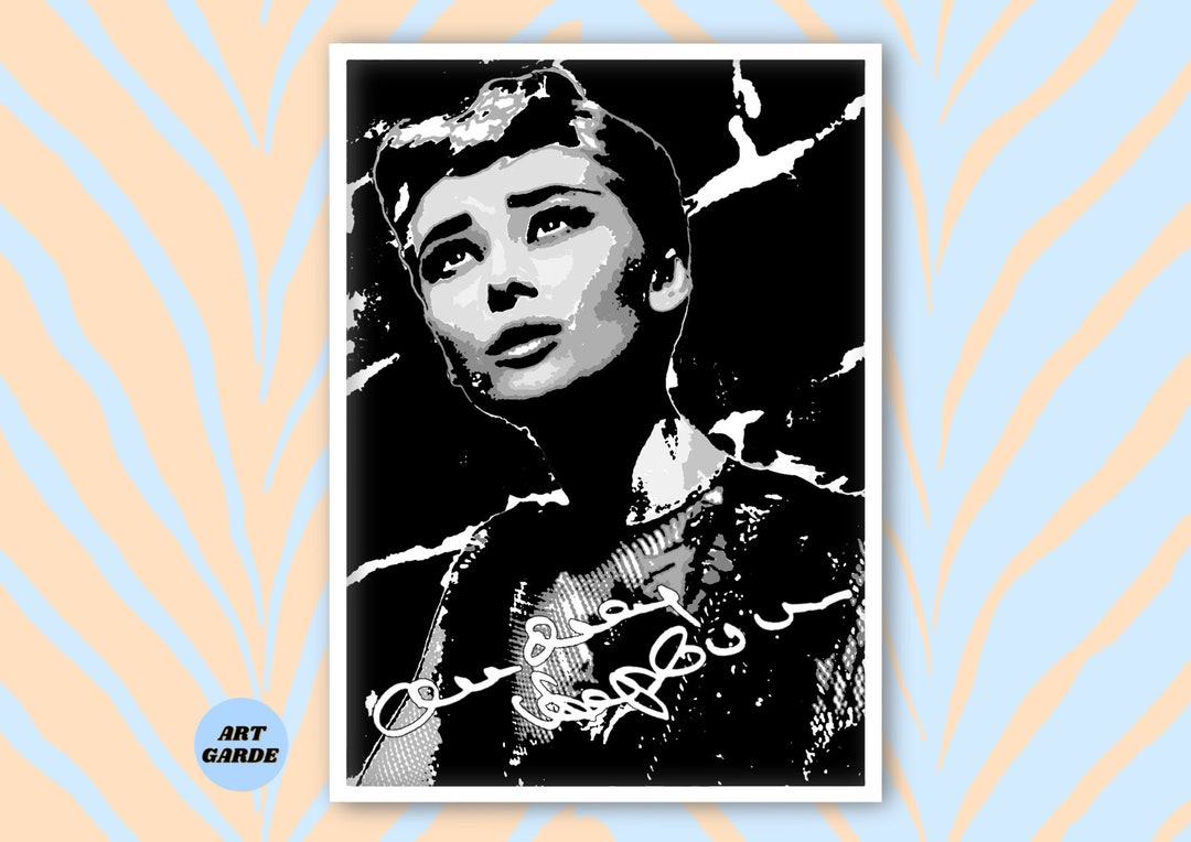 Audrey Hepburn Signature Print Black and White Old Hollywood Fashion ...