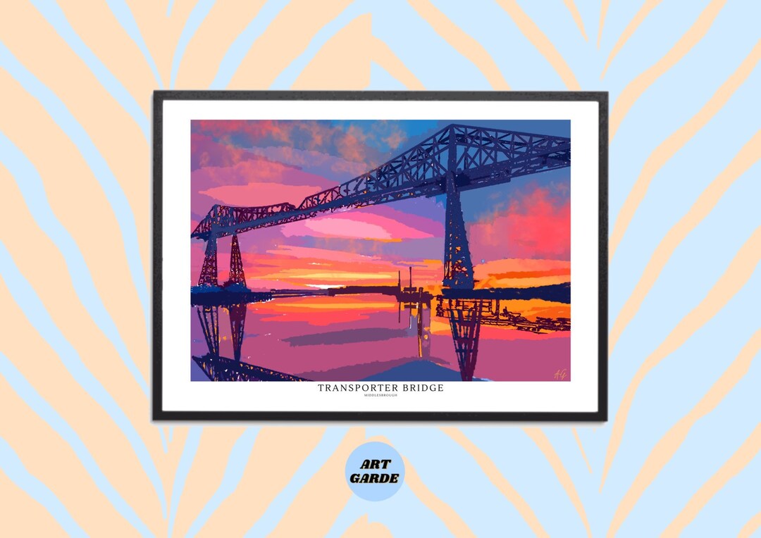North East Landmarks Transporter Bridge Sunset Middlesbrough Teesside ...