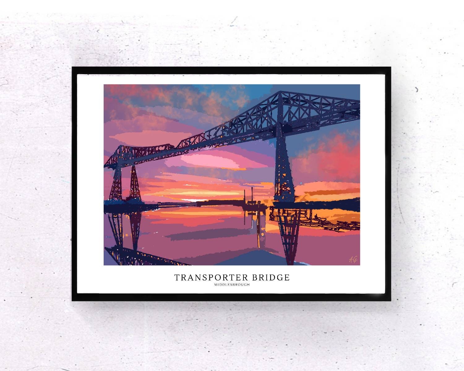 North East Landmarks Transporter Bridge Sunset | Etsy