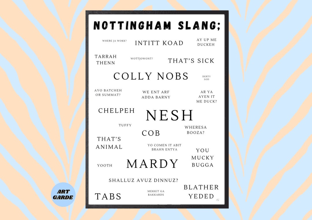 A4 A3 Nottingham Slang Paper Print frame Not Included Notts Lingo ...