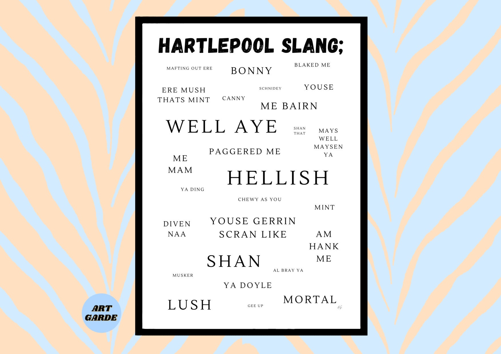 A4 A3 Hartlepool Slang Paper Print frame Not Included Lingo Sayings ...