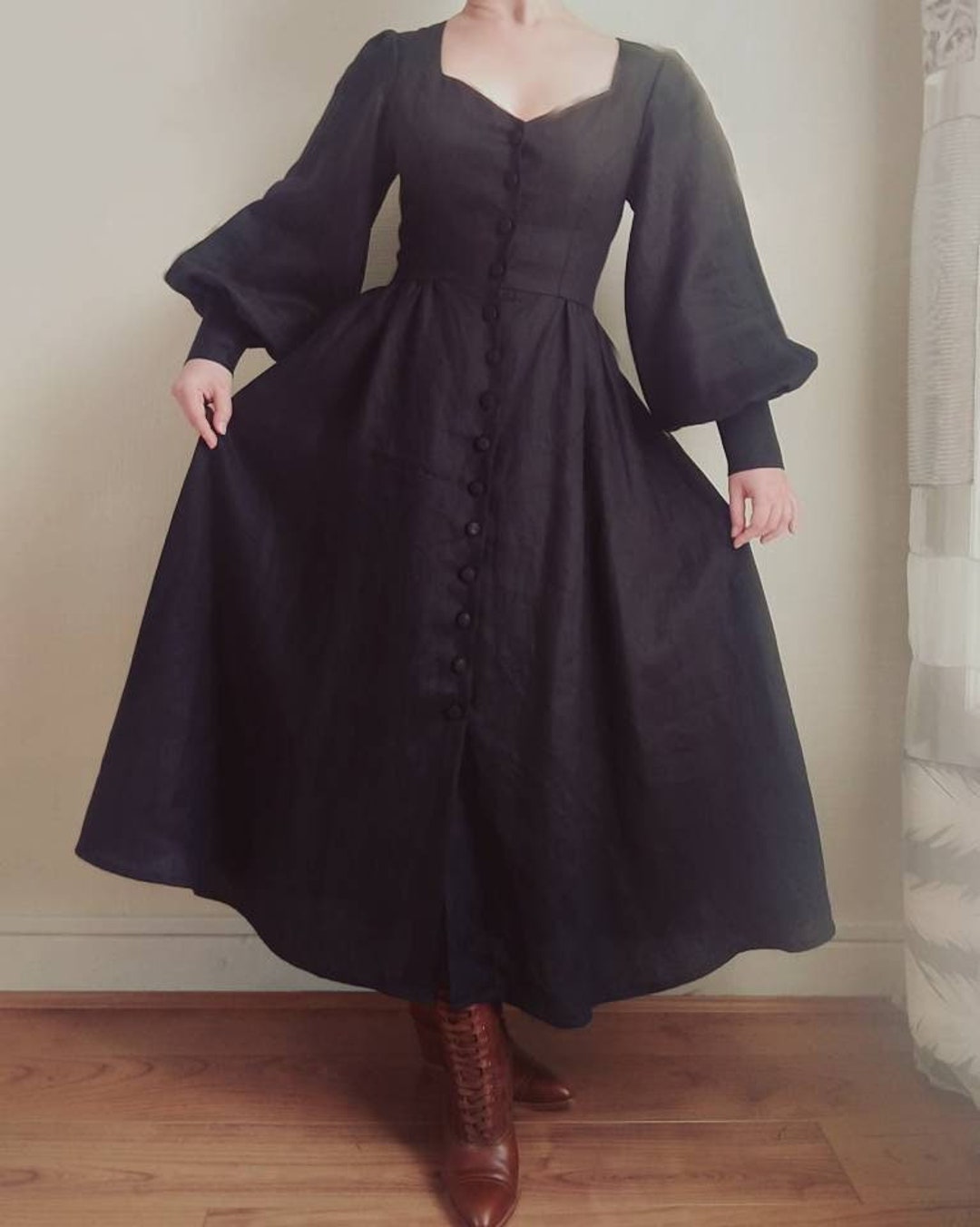 Robe En Lin ~ Sabbath ~ REALISÉE SUR COMMANDE Victorian/darkacademia ...