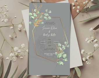 Digital Wedding Invitation, Simple Minimalist Wedding Invitation ...