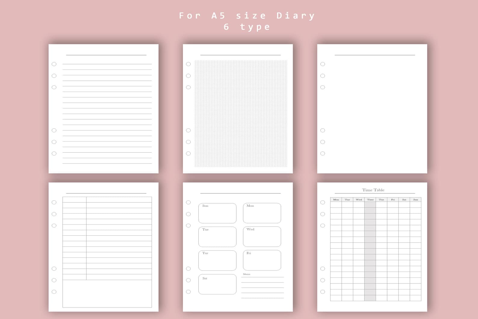Digital Download, A5 Diary, Printable, Printable Template, Diary ...