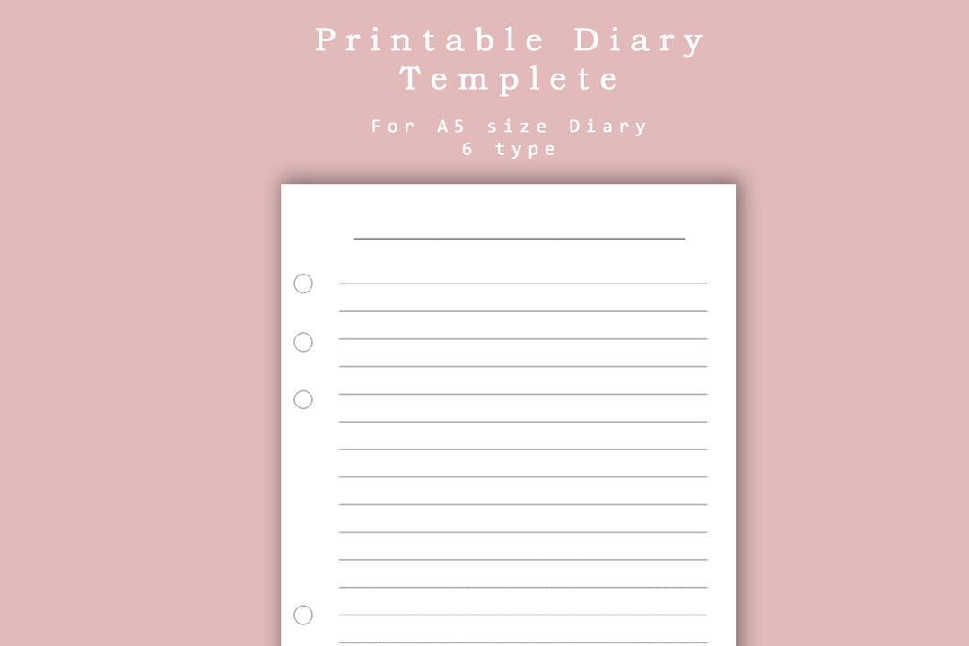 Digital Download, A5 Diary, Printable, Printable Template, Diary ...