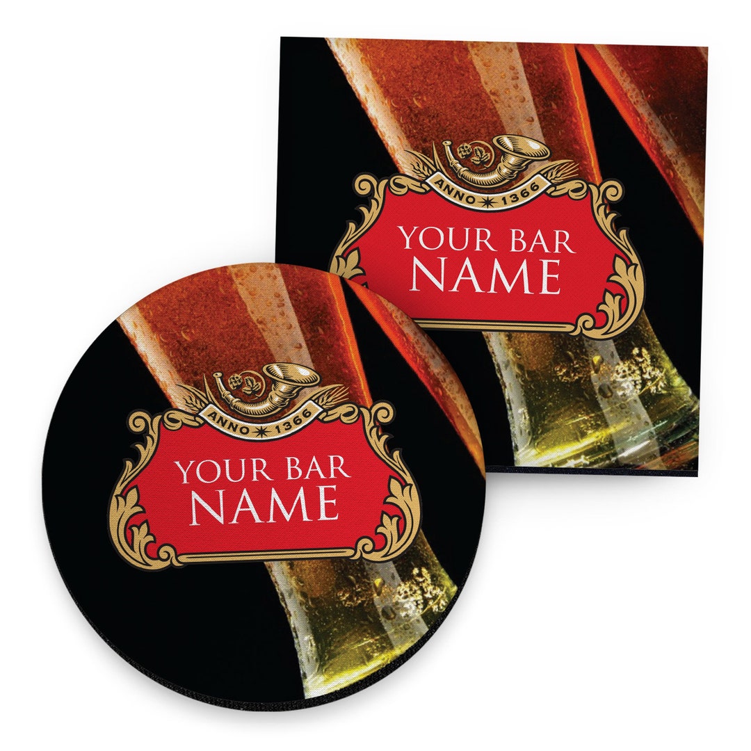 Personalised Red Beer Label Design - Drinks Coaster - Round or Square ...