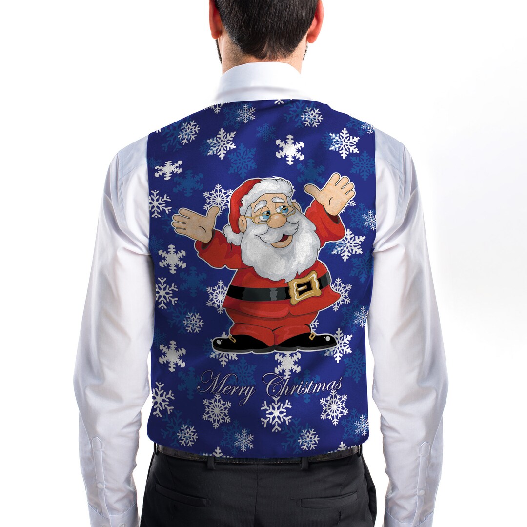 Cartoon Santa Blue Waistcoat Fancy Dress Novelty Party - Etsy